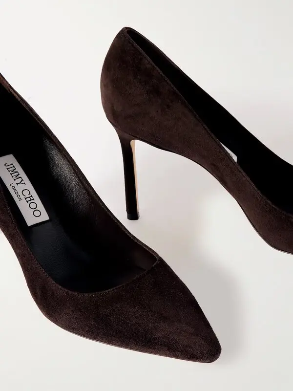 JIMMY CHOO Romy 85 Suede Pointed-toe Pumps - Brown