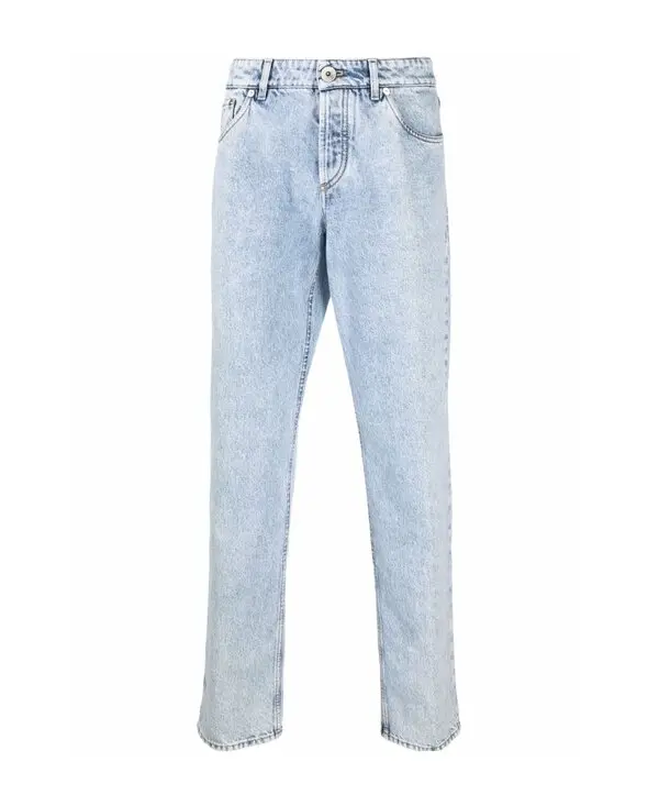 Brunello Cucinelli Light Wash Straight Leg Jeans - Blue