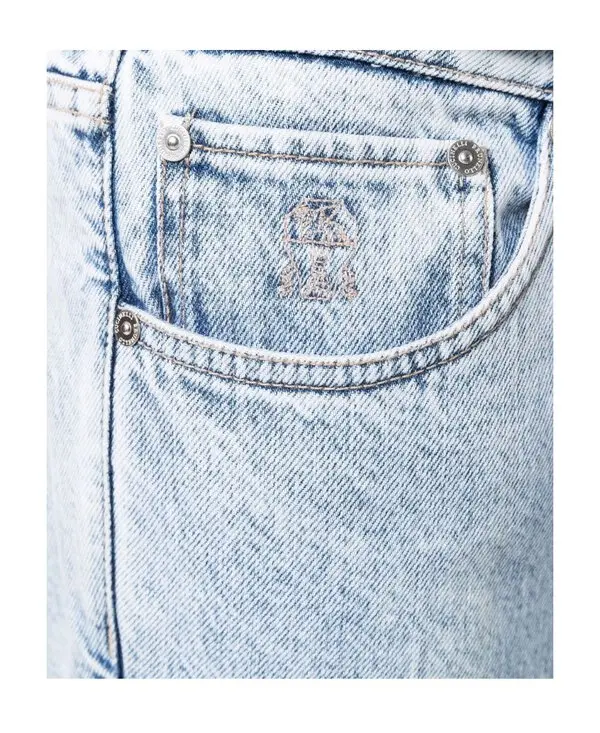 Brunello Cucinelli Light Wash Straight Leg Jeans - Blue