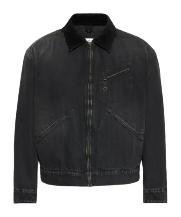 MAISON MARGIELA Zip-up Denim Jacket With Corduroy Collar - Black
