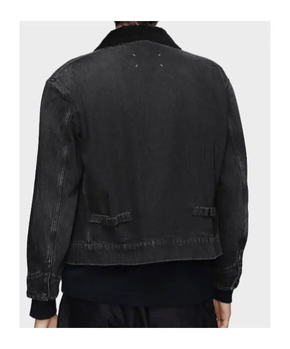 MAISON MARGIELA Zip-up Denim Jacket With Corduroy Collar - Black