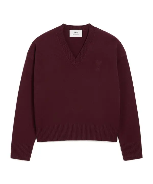 Ami De Coeur V-neck Sweater - Wine Red