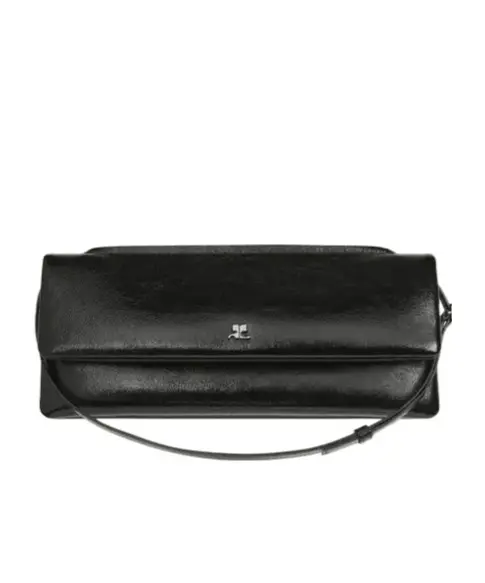 COURREGES Naplack Leather Clutch Bag - Black