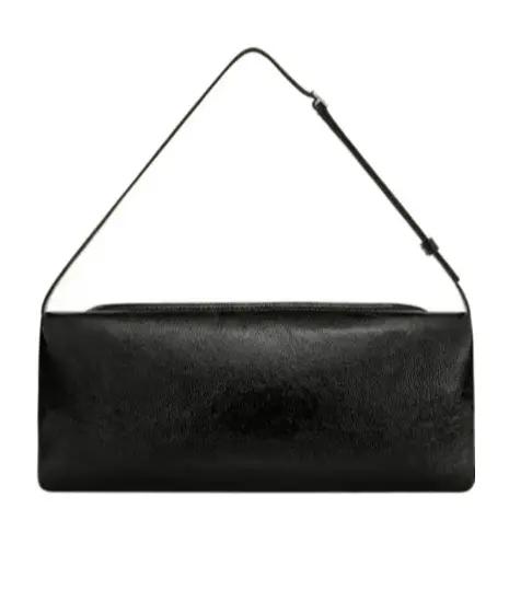 COURREGES Naplack Leather Clutch Bag - Black