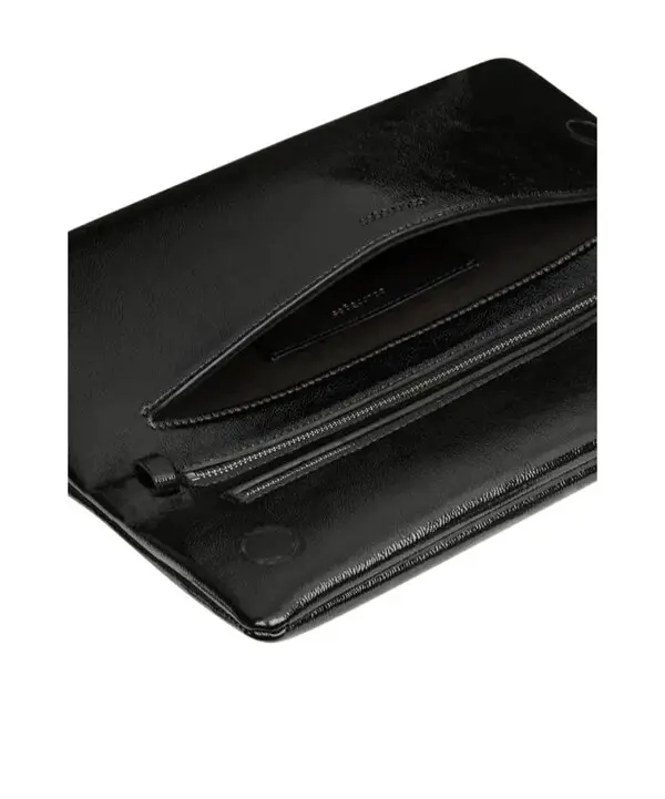 COURREGES Naplack Leather Clutch Bag - Black