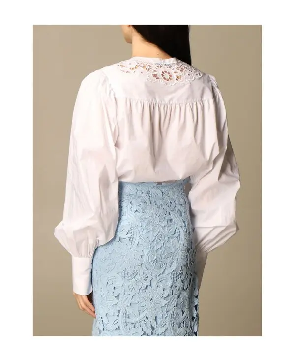 Ermanno Scervino Lace Detail Tie Neck Blouse