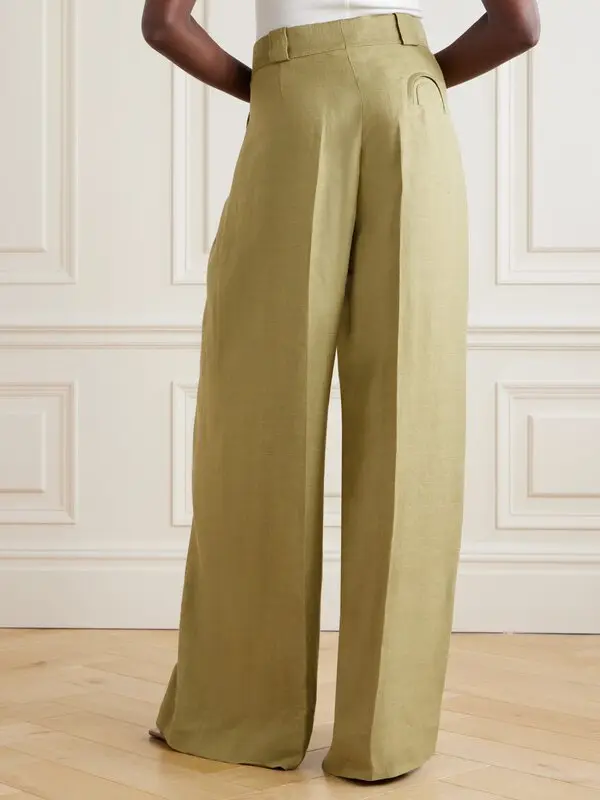 BLAZÉ MILANO High-waisted Wide-leg Trousers - Nude