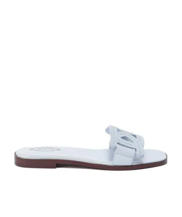 TOD'S Leather Chain Detail Flat Sandals
