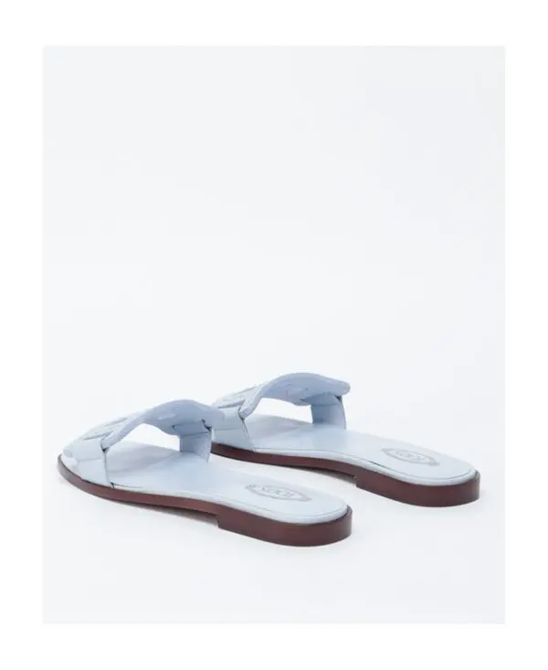 TOD'S Leather Chain Detail Flat Sandals