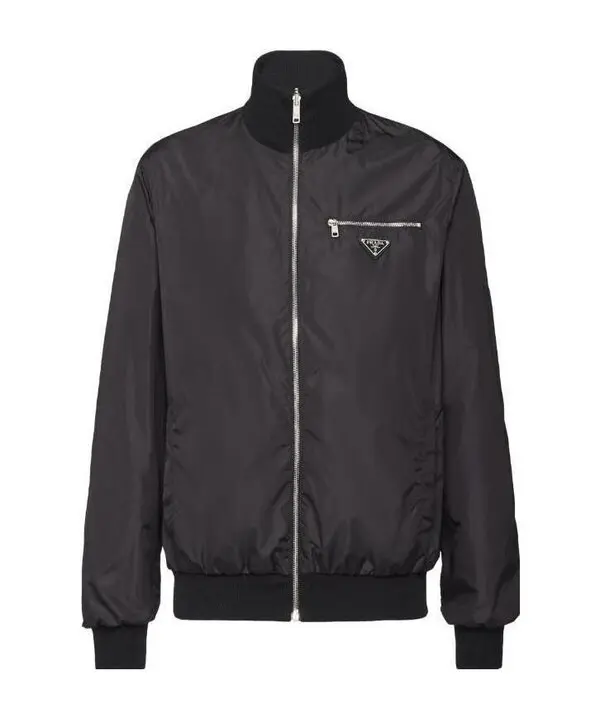 Prada Logo Plaque Reversible Bomber Jacket