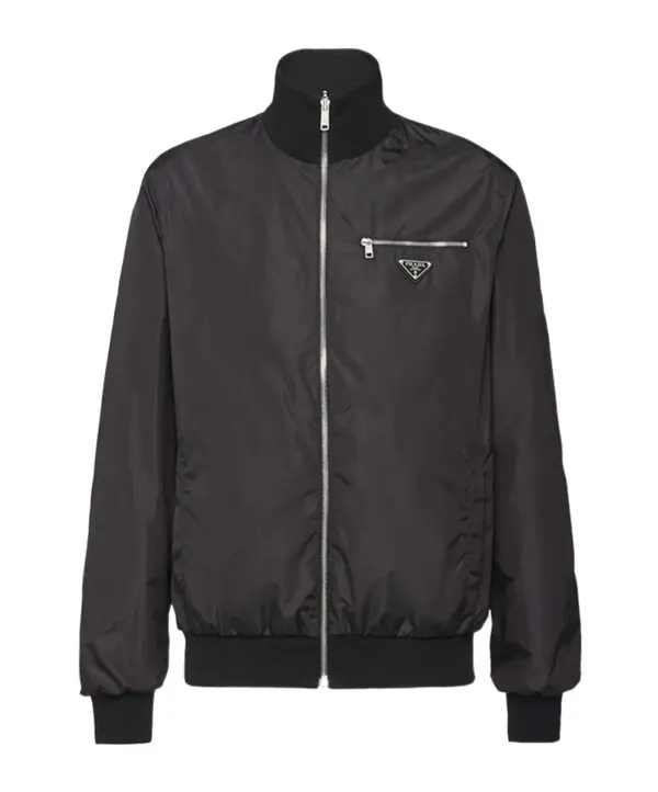 Prada Logo Plaque Reversible Bomber Jacket - Black