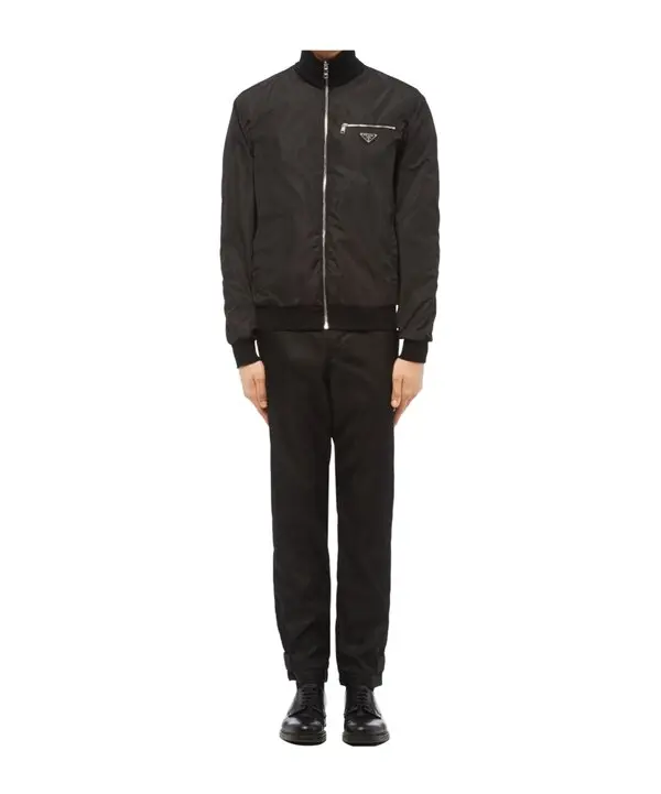 Prada Logo Plaque Reversible Bomber Jacket
