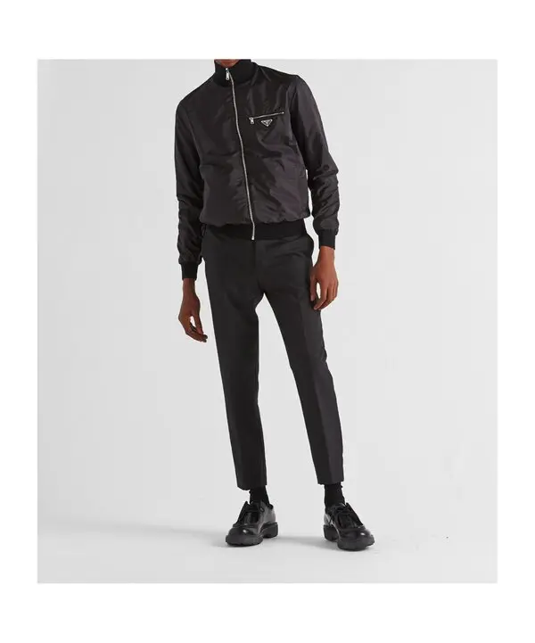 Prada Logo Plaque Reversible Bomber Jacket