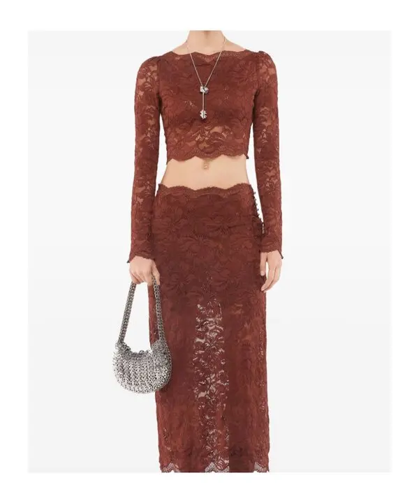 Rabanne Off-shoulder Lace Crop Top