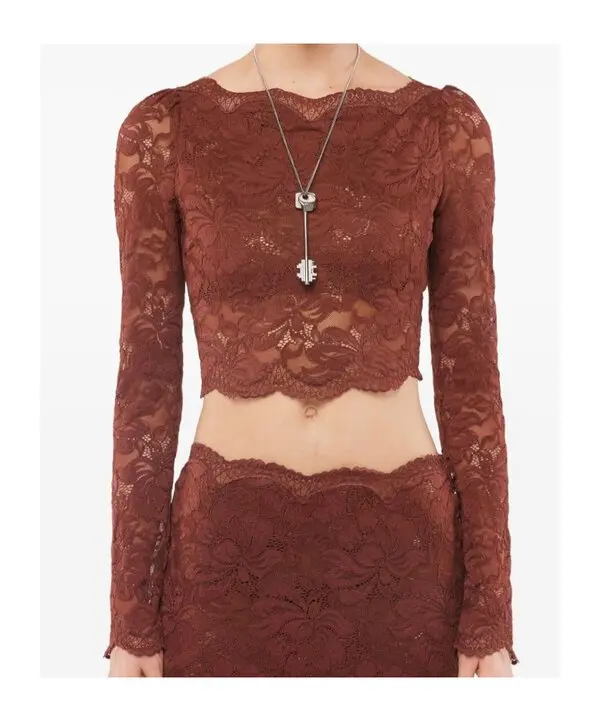 Rabanne Off-shoulder Lace Crop Top