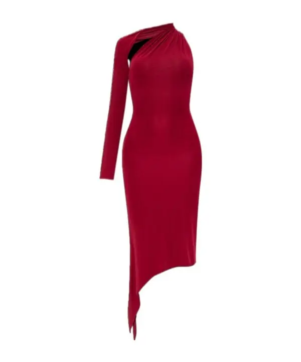 COURREGES Asymmetrical One-shoulder Dress With Extended Hem