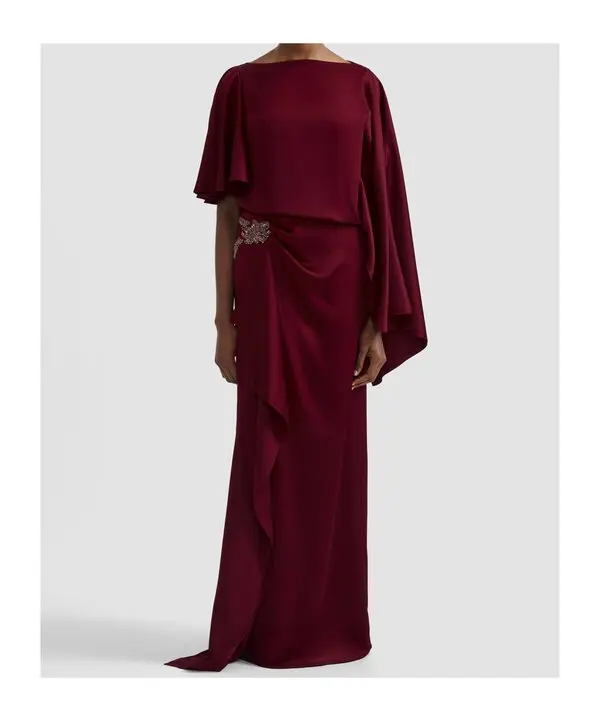 Erdem Draped Evening Dress With Ruffled Sleeves - Brown