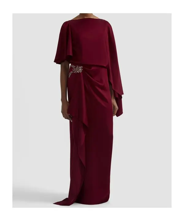 Erdem Draped Evening Dress With Ruffled Sleeves - Brown