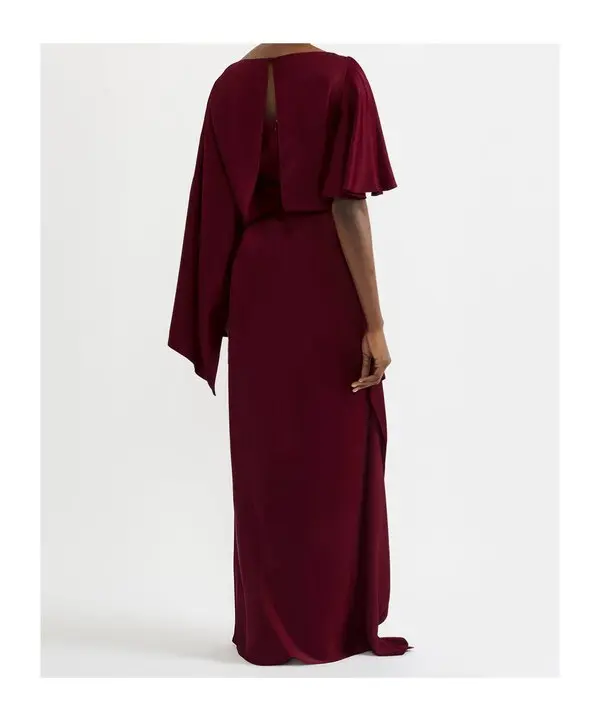 Erdem Draped Evening Dress With Ruffled Sleeves - Brown