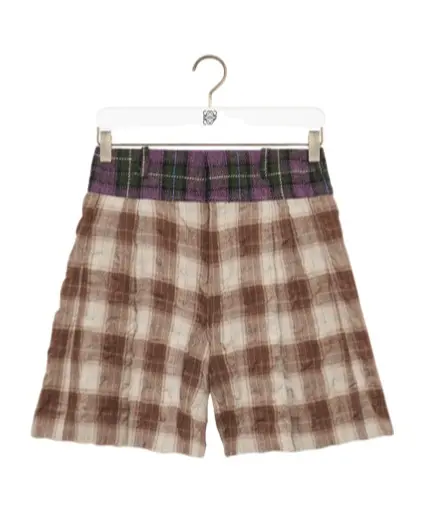 Loewe Checked Flannel Shorts - Brown/pink