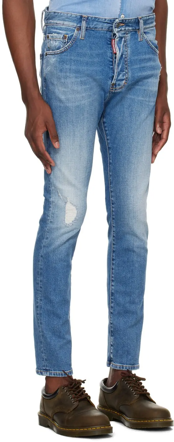 Dsquared2 Straight Leg Distressed Jeans - Blue