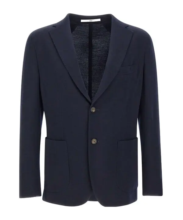 Eleventy Soft Slim-fit Blazer With Logo Button Closure - Black