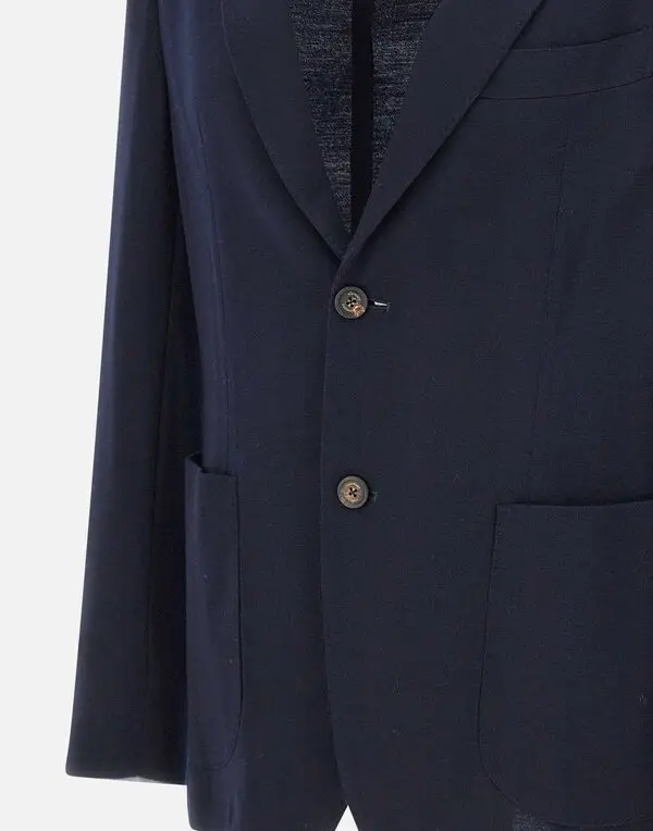 Eleventy Soft Slim-fit Blazer With Logo Button Closure - Black