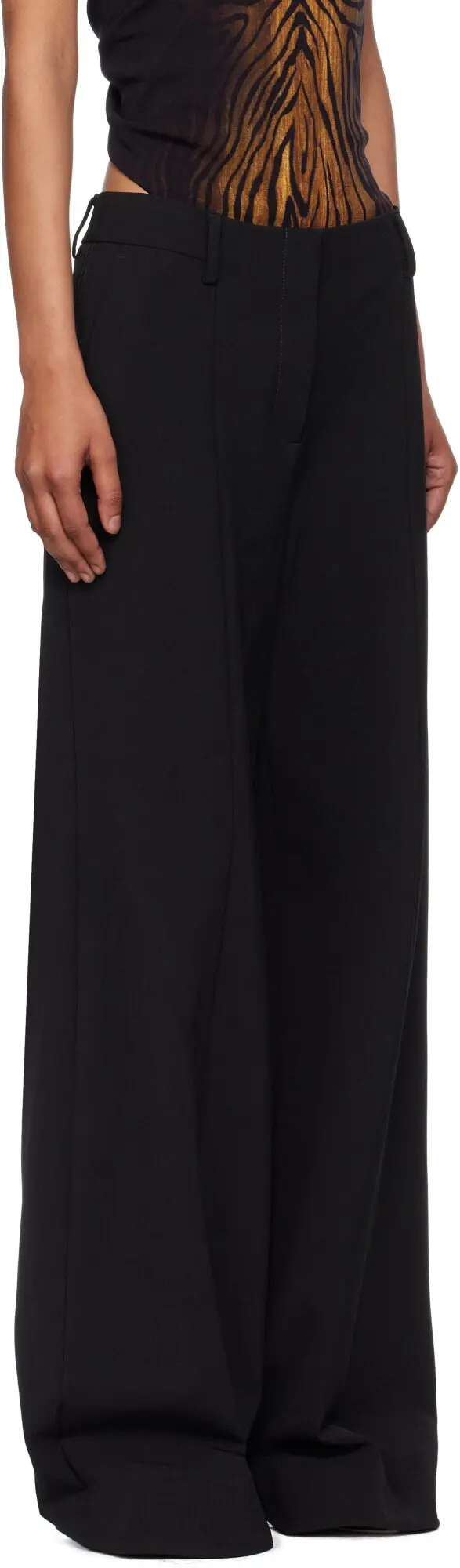 JEAN PAUL GAULTIER Wide Leg Tailored Trousers - Black