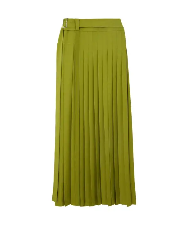 Erdem Pleated Skirt With Slit And Metal Accessories