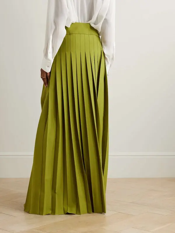 Erdem Pleated Skirt With Slit And Metal Accessories