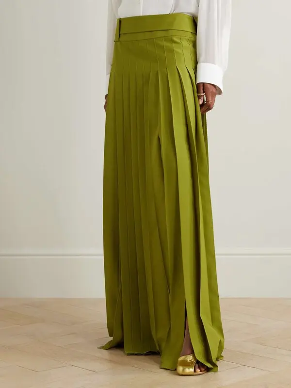 Erdem Pleated Skirt With Slit And Metal Accessories
