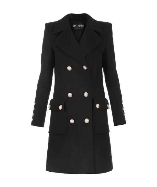 Balmain Double-breasted Coat - Black
