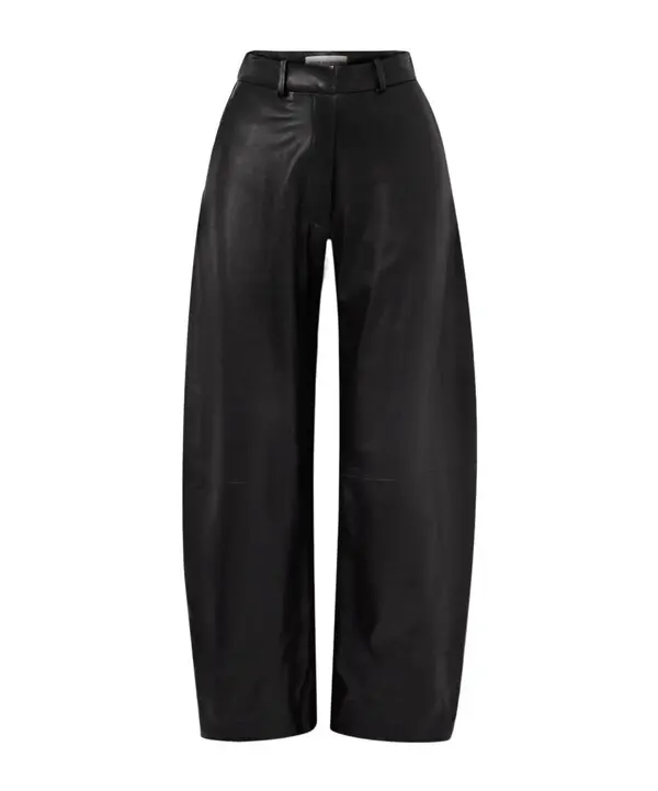 Nour Hammour Leather Wide-leg Trousers - Black