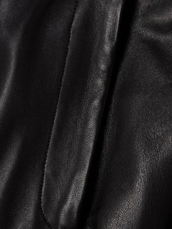 Nour Hammour Leather Wide-leg Trousers - Black