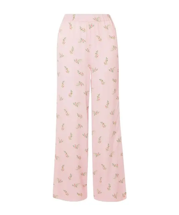 Sleeper Blossom Floral-print Satin Pants - Pink