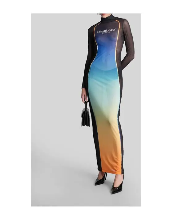 Casablanca Gradient Effect Long Dress