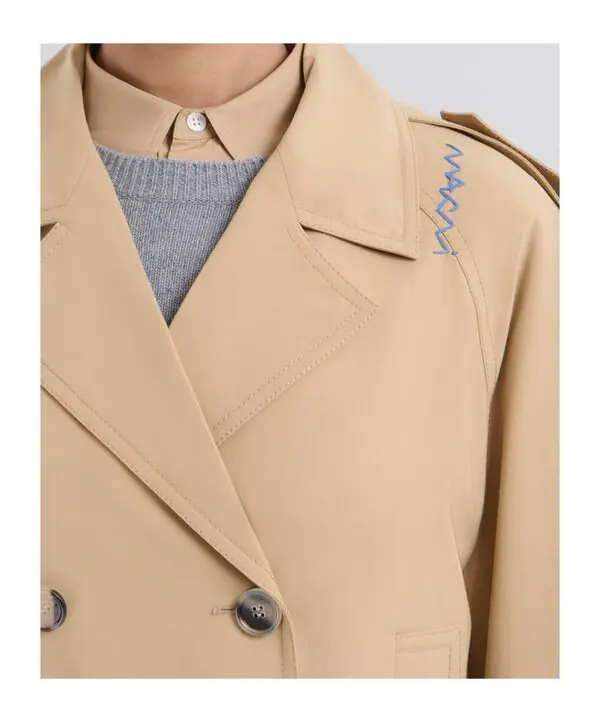 Marni Double-breasted Short Trench Jacket With Detachable Waistband