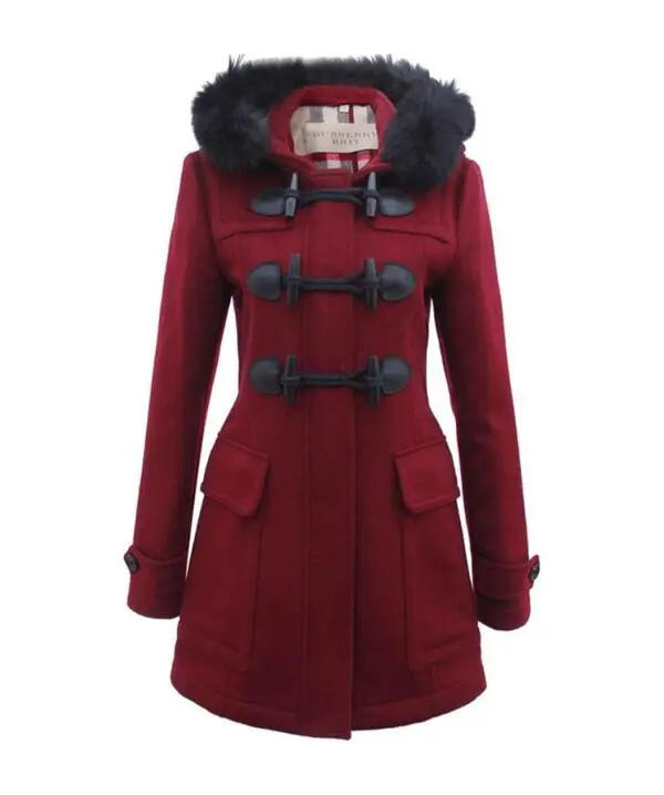 Burberry Hooded Coat With Horn Buckle Detailing
