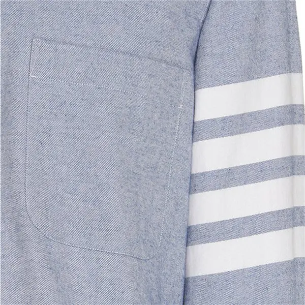 Thom Browne Flannel 4-bar Straight Fit Shirt - Light Blue