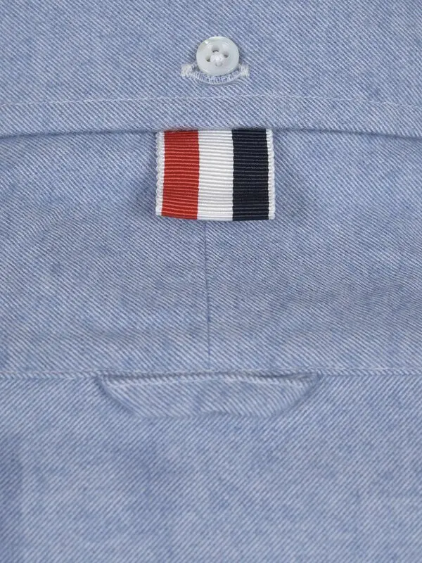 Thom Browne Flannel 4-bar Straight Fit Shirt - Light Blue