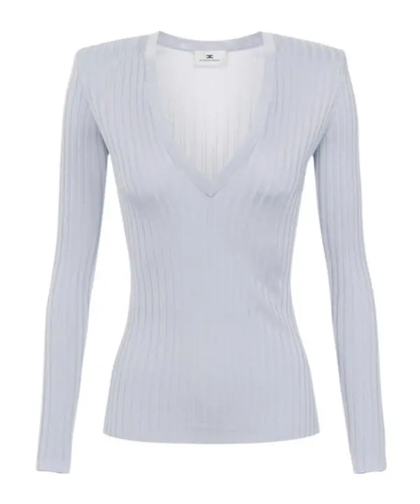 Elisabetta Franchi Long-sleeved V-neck Jumper - White
