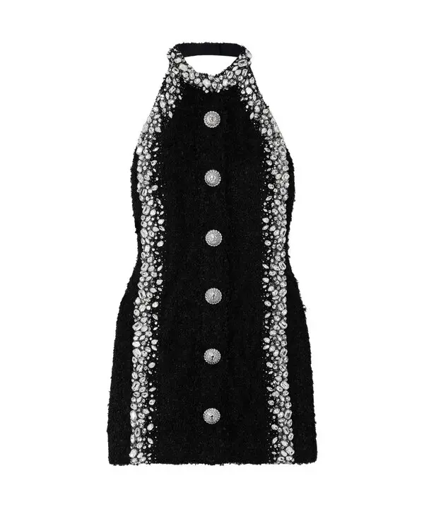 Balmain Embellished Buttoned Short Dress