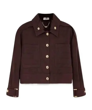 Elisabetta Franchi Gabardine Pea Coat - Black