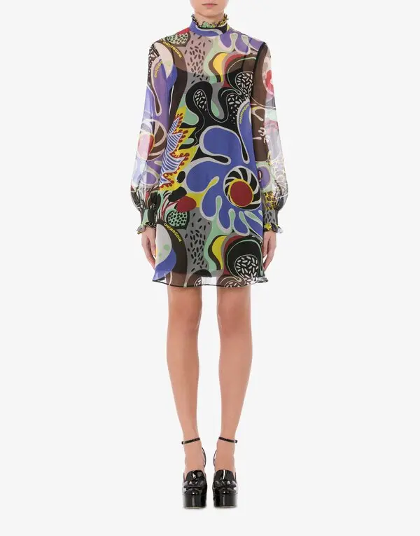 Moschino Long-sleeved Dress With Ruffled Details