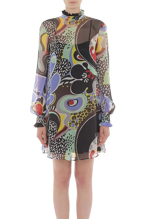 Moschino Long-sleeved Dress With Ruffled Details