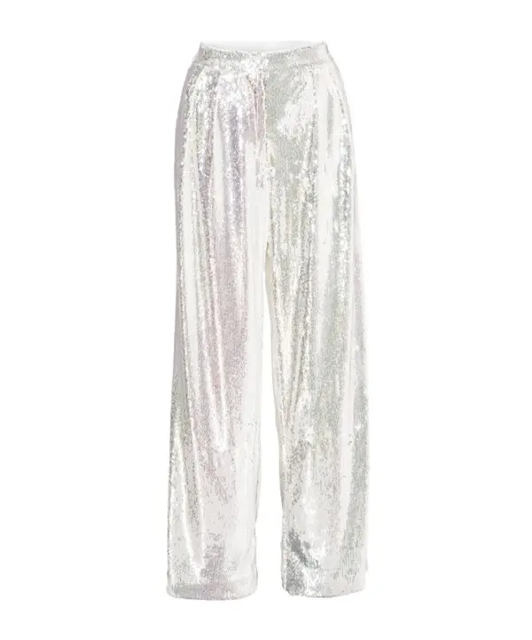 ROTATE BY BIRGER CHRISTENSEN Low Waist Wide Leg Pants - White
