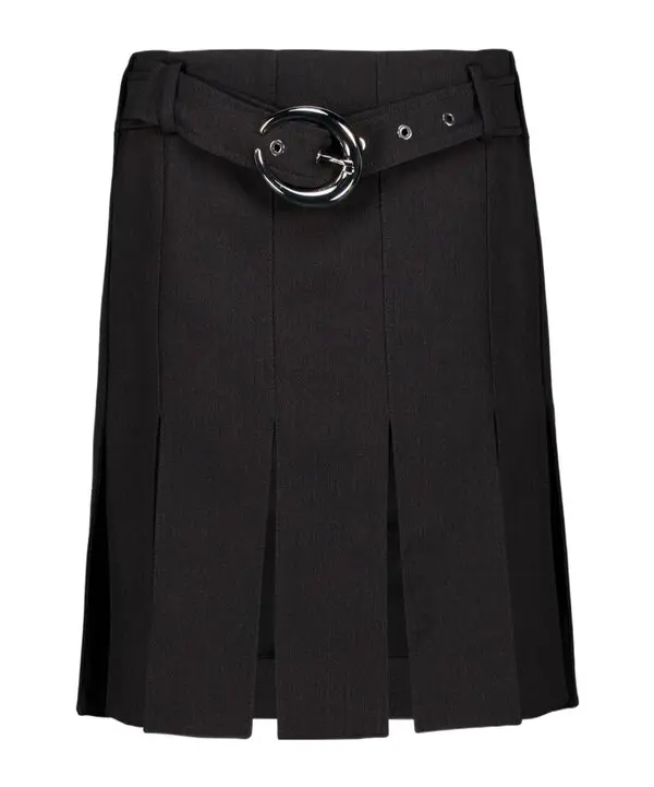 Rabanne Belted Pleated Midi Skirt - Grey