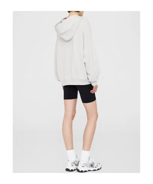 ANINE BING Harvey Distressed Logo Printed Hoodie - Heather Ash