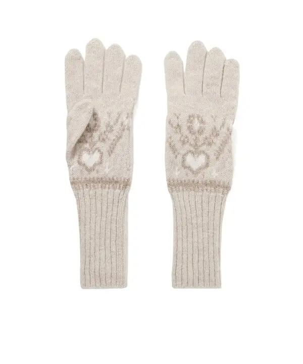 Khaite Domini Fair Isle Cashmere Gloves - Beige