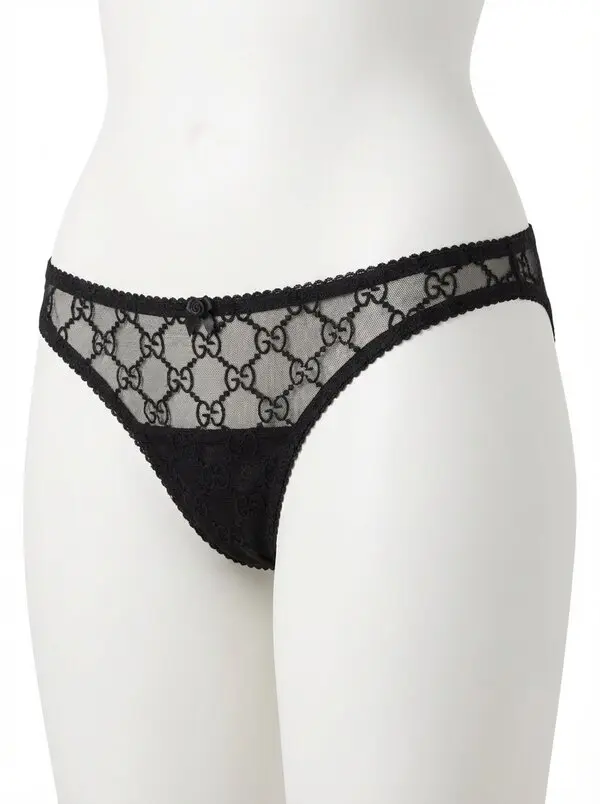 Gucci Logo Lace Briefs - Black